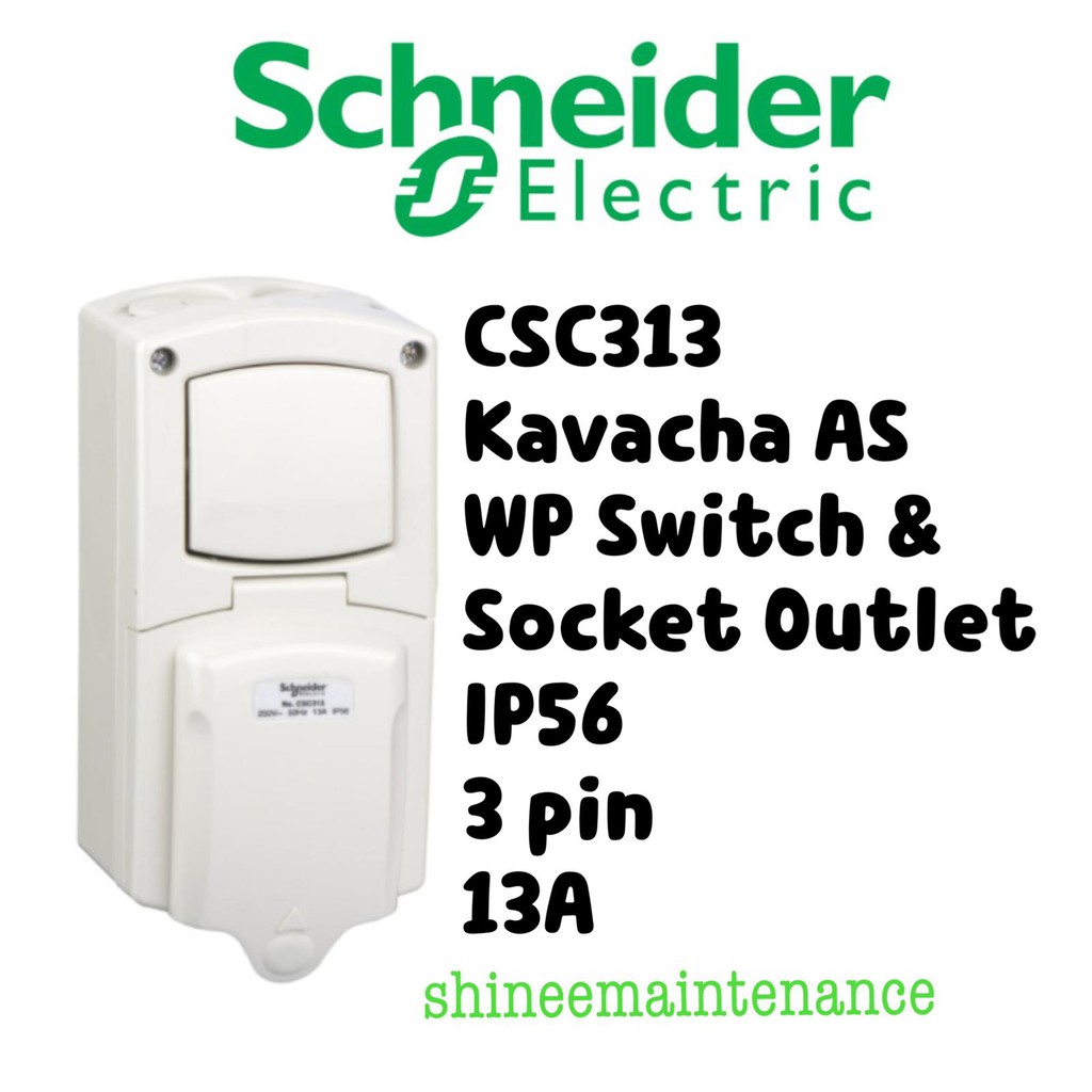 Schneider Kavacha AS Weatherproof Switch and Socket Outlet CSC313 ...