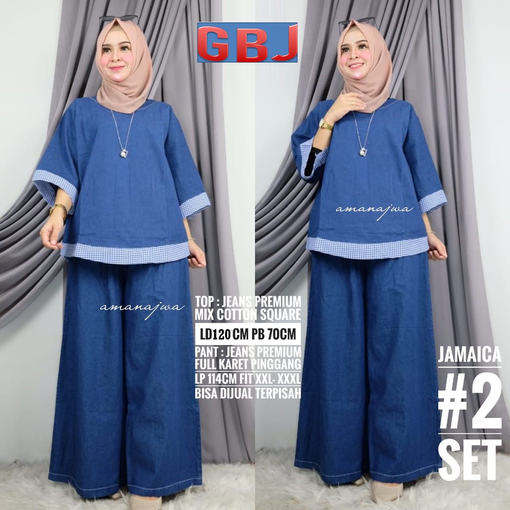 Jamaica SET/ELISABETH SET/JEANS Suit KALONG Culottes FT | Shopee Singapore