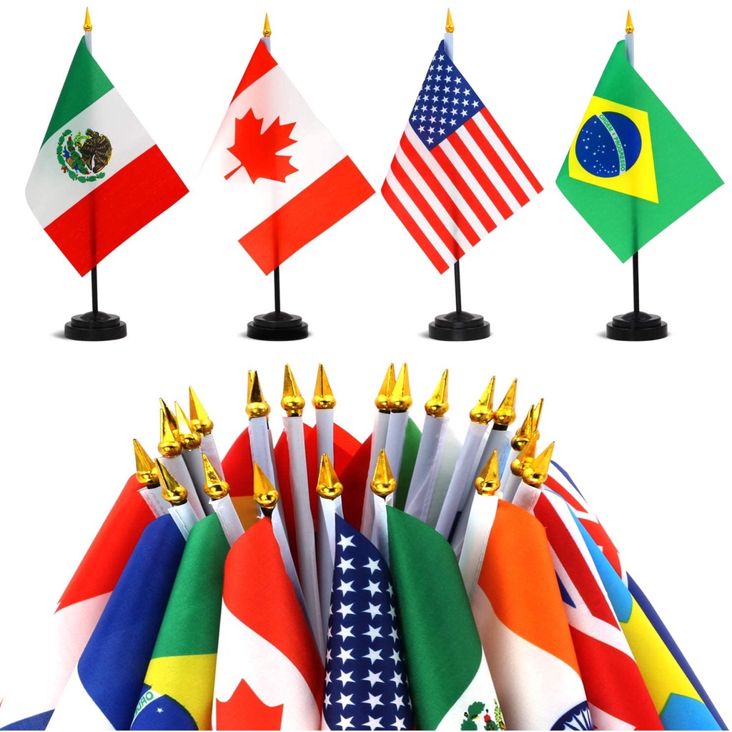 ANLEY 24 Countries Deluxe Desk Flags Set - 8 x 5 Inches Miniature US ...