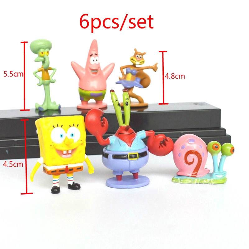 6pcs/Set Cartoon Cute Spongebob Figure Aquarium Ornament Home Garden ...
