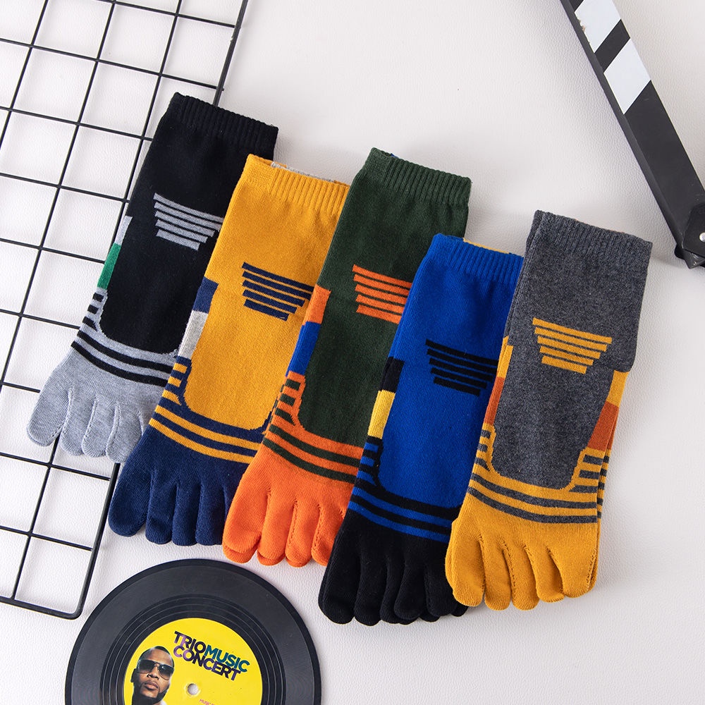 5 PAIRS Five-Toed Socks Pure Cotton Boys Functional Hiking Anti-Slip ...