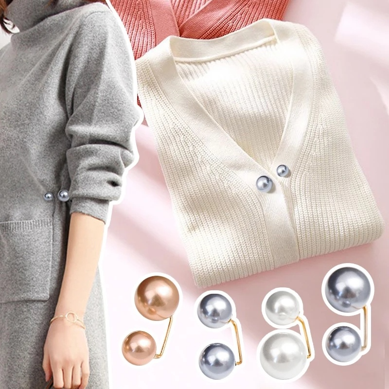 3pcs/set Women Pearl Double Safety Pins/ INS Style Double Pearl Brooch ...