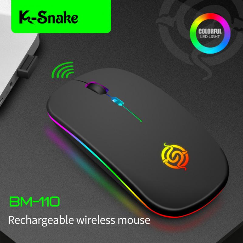 New BM110 Wireless Mouse RGB LED Backlit Rechargeable Mouse Computer ...