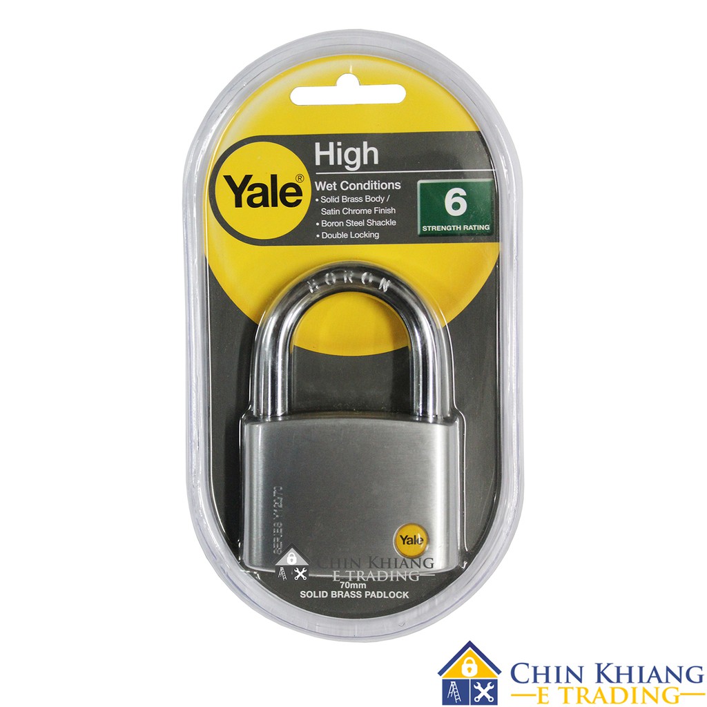 Yale Y120/70/141/1 Silver Series Brass / Satin Padlock (Baron Shackle ...