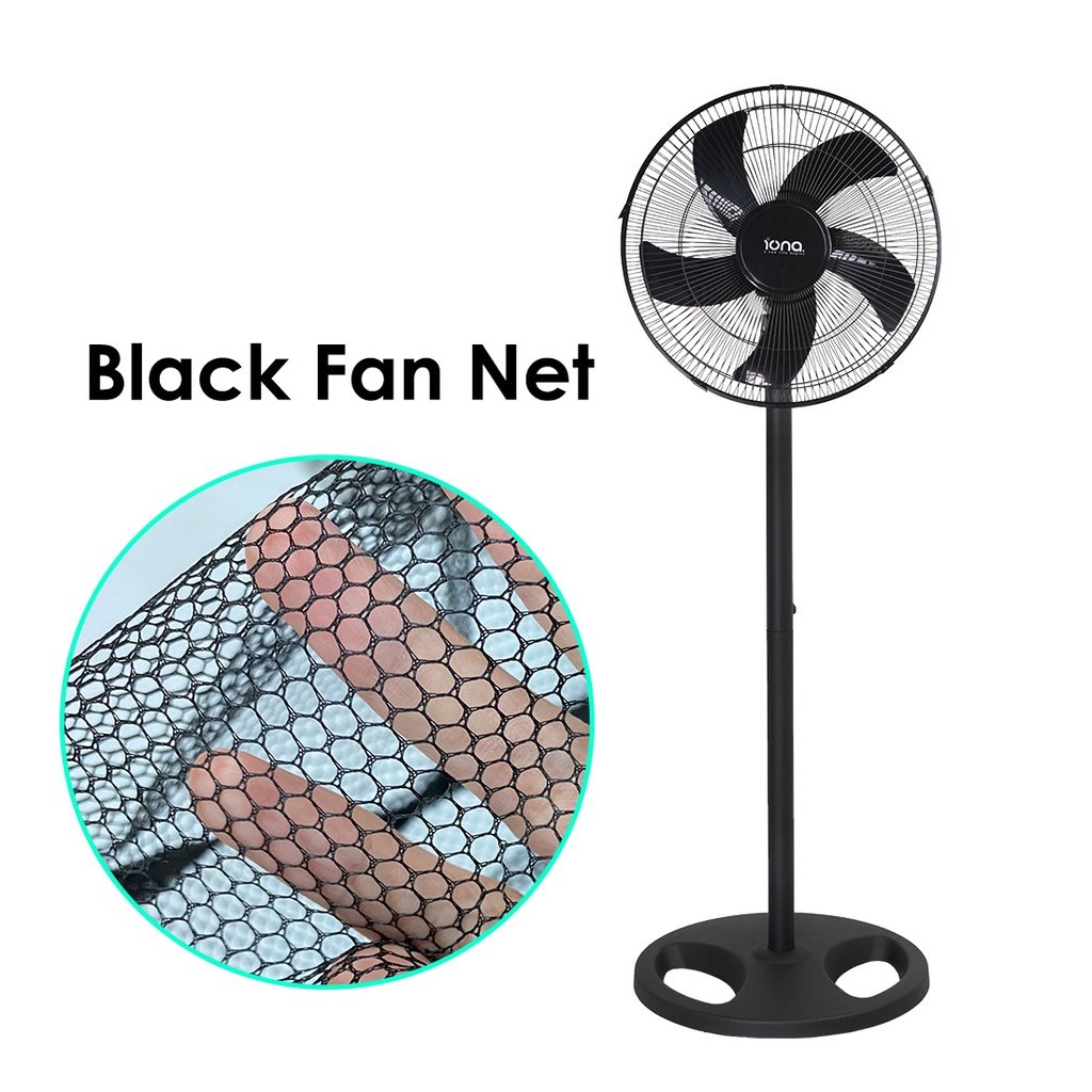 IONA 16" 5 Blade Black White Adjustable Stand Standing Fan | Electric ...
