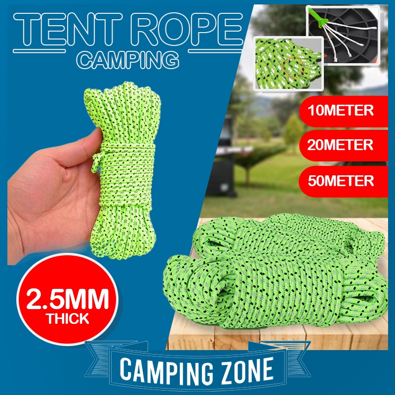 10m/20m/50m Reflective Guyline Outdoor Camping Tent Rope Cord 2.5mm ...