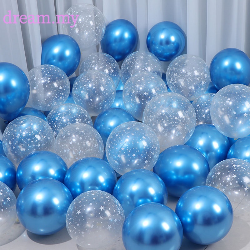 [Ready Stock] 20pcs Pink White Blue Balloons Clear Stars Balloon Latex ...