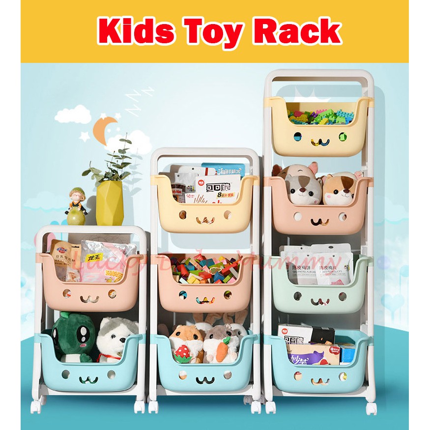 Toy Storage Rack for Kids Plastic Bin Box with Wheels | Shopee Singapore