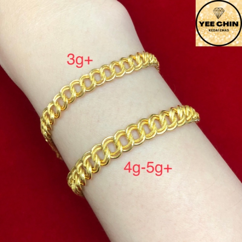 Yee Chin 916 Gold Coco Bracelet Chain 2g-5g(6mm/8mm) | Shopee Singapore