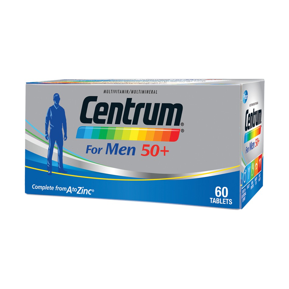 CENTRUM Multivitamin for Men 50+,Folic Acid, Zinc and Lutein for Brain ...