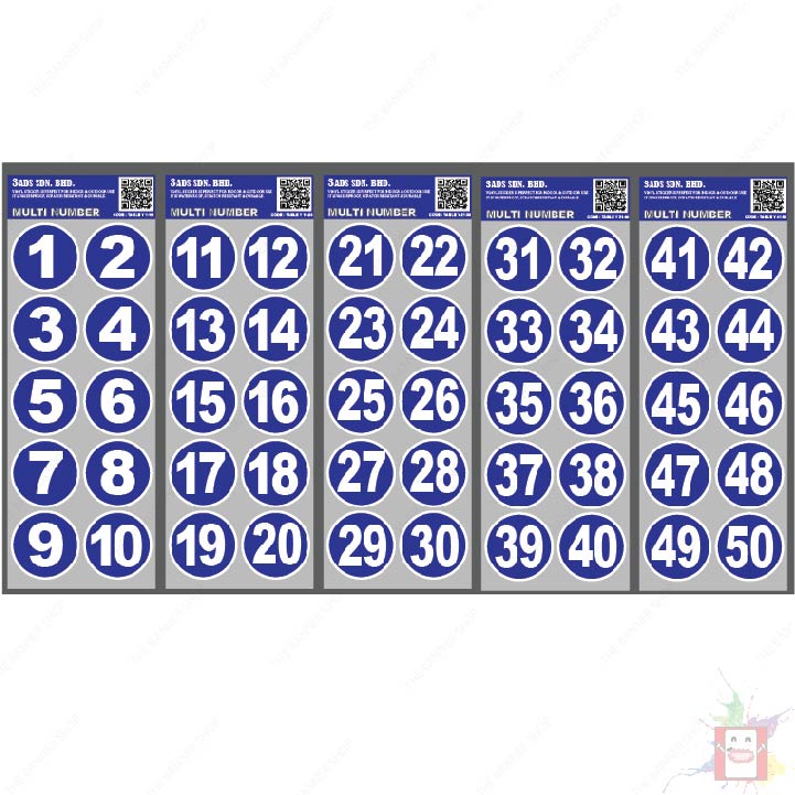 Table Number Stickers, Numbering Waterproof PVC Sticker, Pelekat Stiker ...