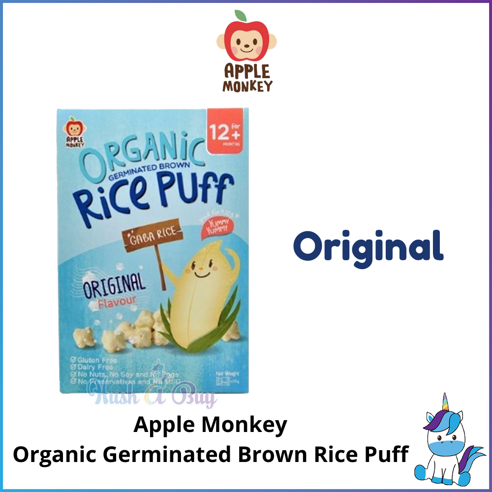 HALAL - Apple Monkey( GLUTEN FREE) Organic Germinated Brown Rice Puffs ...