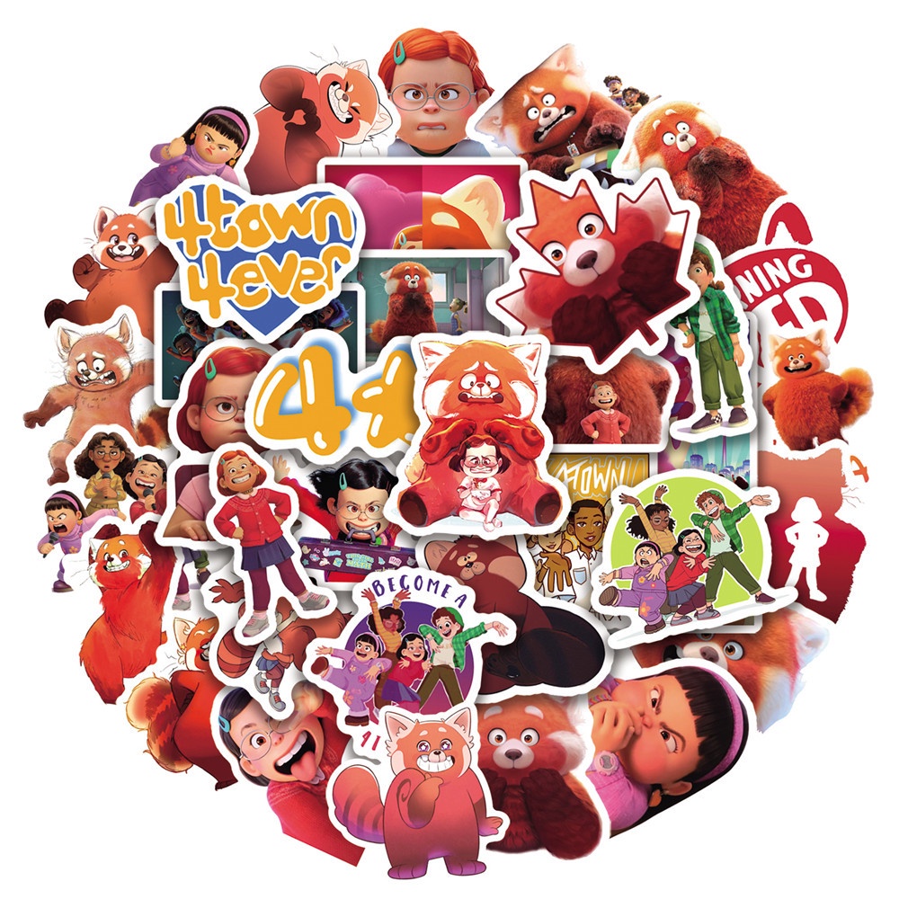 50PCS Disney Movie Turning Red Panda Sticker for Kids Cartoon DIY ...