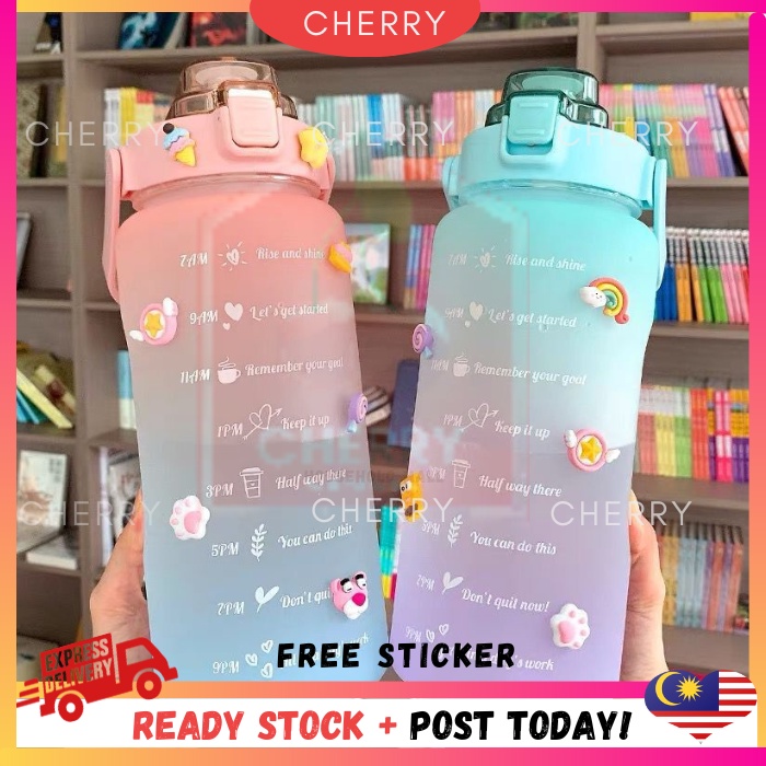[Shopee Choice] Cute Portable Time Scale Bottle Free 3D Stickers Botol ...