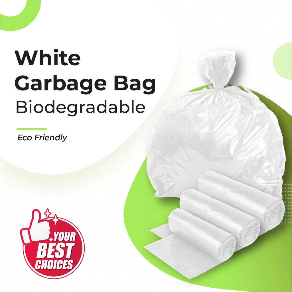 Eco Friendly Biodegradable White Garbage Bag (Pack of 2 Rolls) | Shopee ...