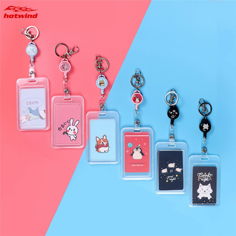 HW Cute Cartoon Retractable Card Holder Card Protector Badge Nurse ...
