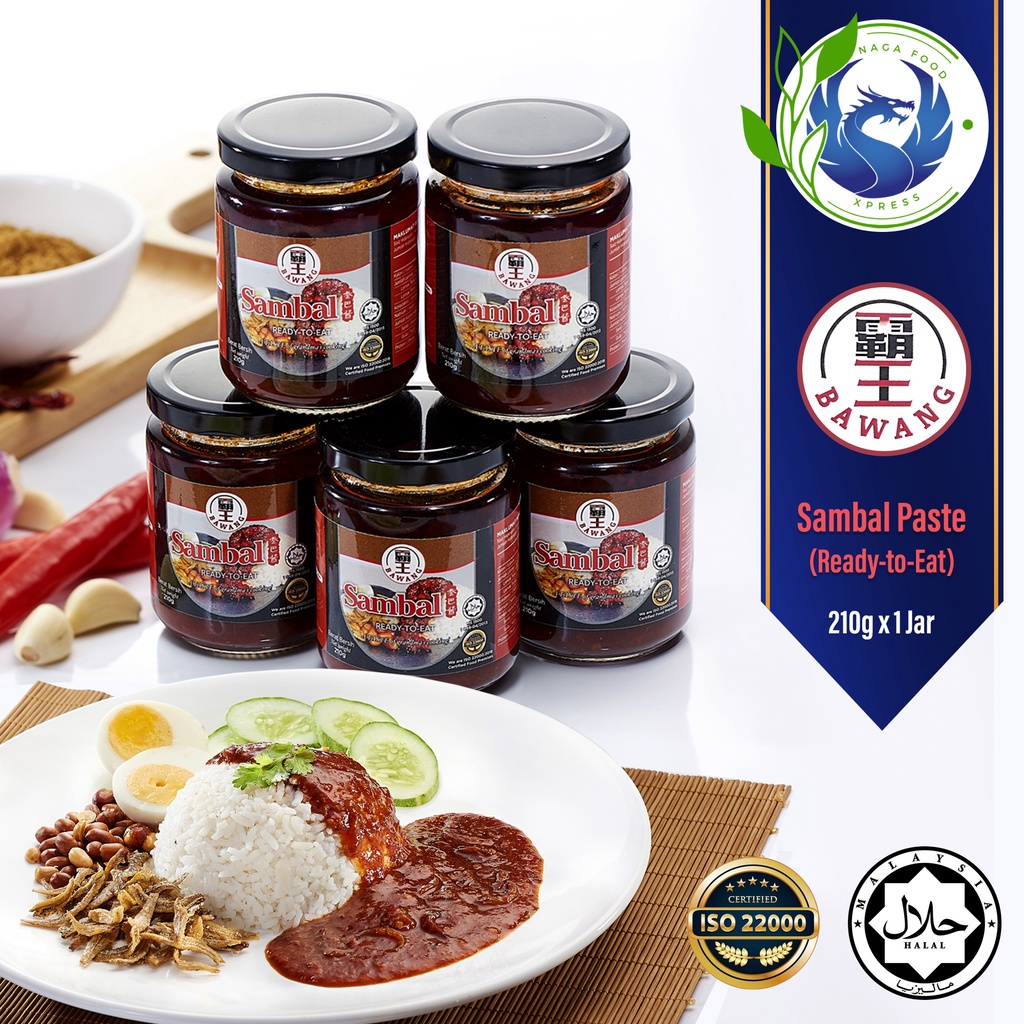 Nasi Lemak Sambal Paste (210g JAR) BAWANG Brand Halal Authentic Paste Spicy Chili Chilli Sauce ...