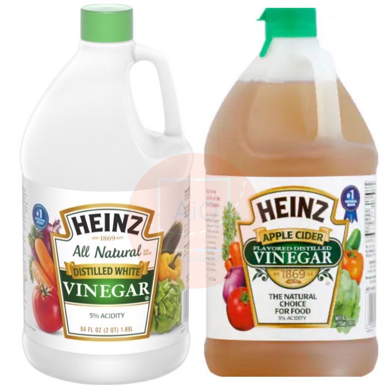 Heinz All Natural Distilled White, Apple Cider Vinegar Half Gal (1.89L ...
