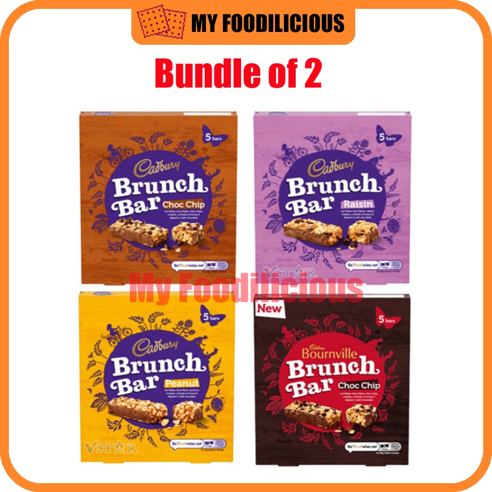 Cadbury Brunch Bar 32g/ 5Bars Chocolate Chips/Raisin/Peanut | Shopee ...