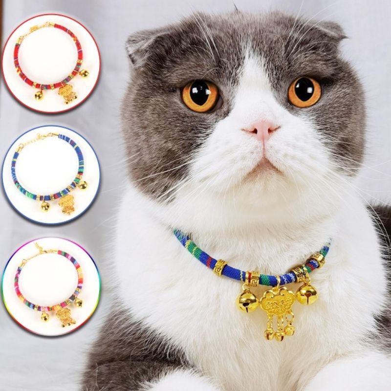 Pet cat Collar with Golden Bell Teddy long life lock dog chain traction ...