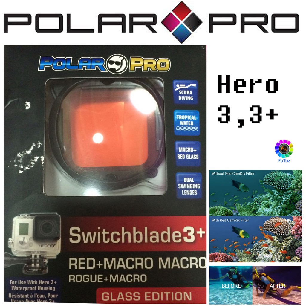 Polar Pro Macro Lens And Red Filter For GoPro Hero 3+ ... New Set ...