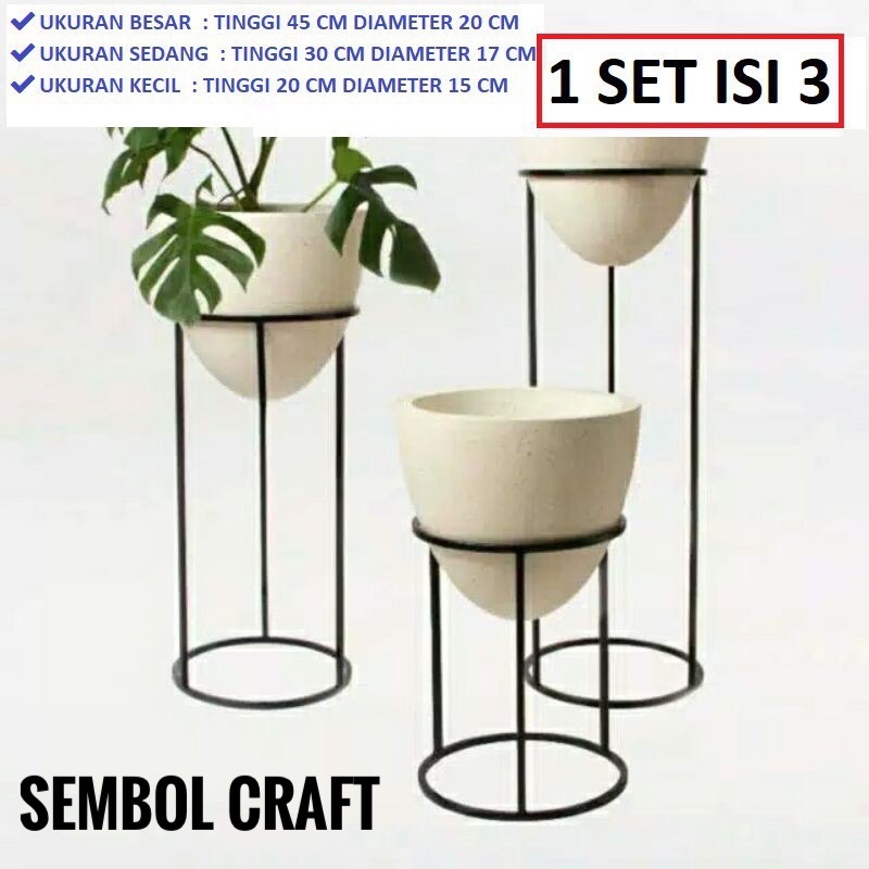 1 SET CONTAINS 3 Iron pot Stands, Iron pot Stands, 3 Leg Flower pot ...