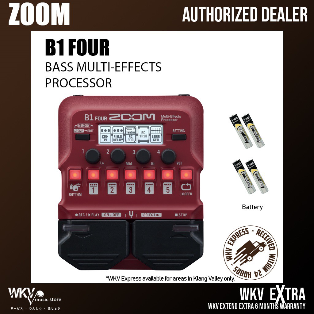 Zoom B1 FOUR Bass Guitar Multi Effects Processor Pedal (B1FOUR/ B1on ...