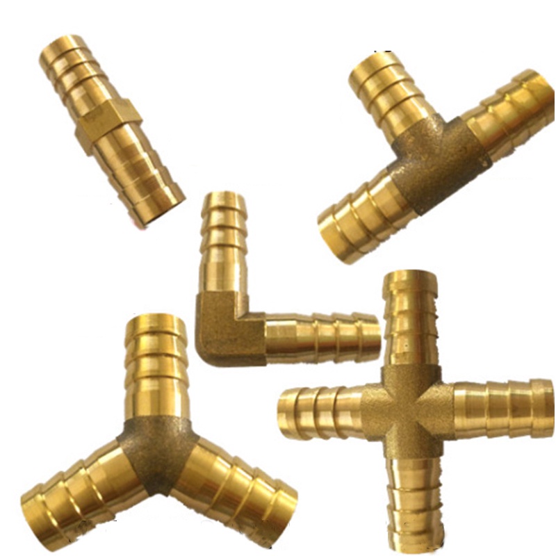 Brass Barb Pipe Fitting 3 4 Way T Y Straight Elbow Hose Barb 6 8 10 12mm Copper Barbed Connector ...