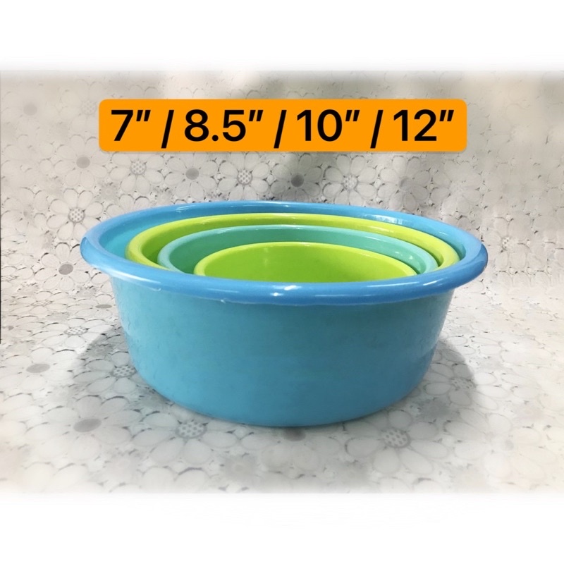 BESTWARE Round Plastic Wash Basin / 7”/8.5”/10”/12” / Basin Plastik / Basin Cuci Sayur Buah ...