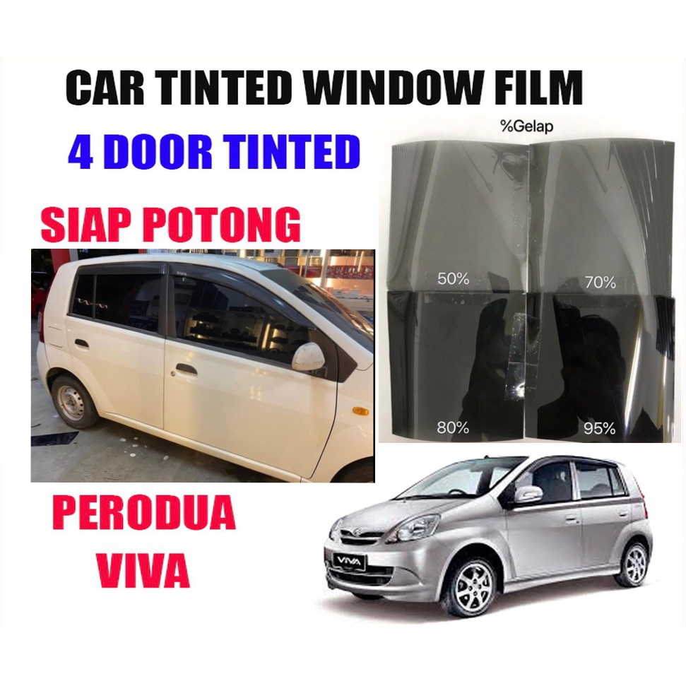 Perodua Viva 4 Door Tinted UV Hitam(Gelap 50% 70% 80% 95%) Siap Potong ...