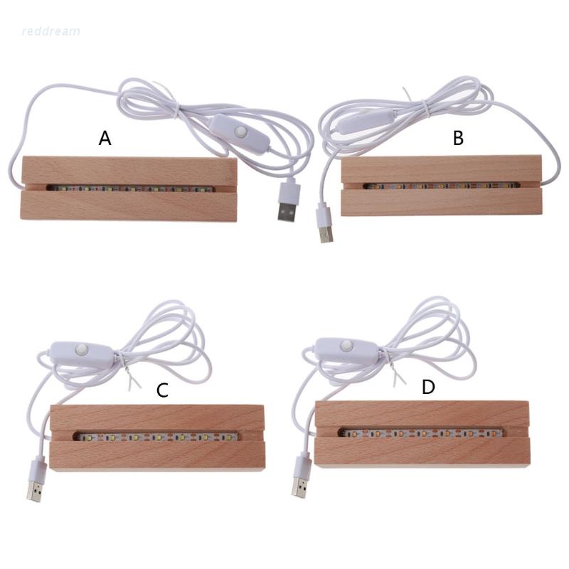REDD flgo Resin Art Rectangular LED Light Display Base Crystal Wooden ...