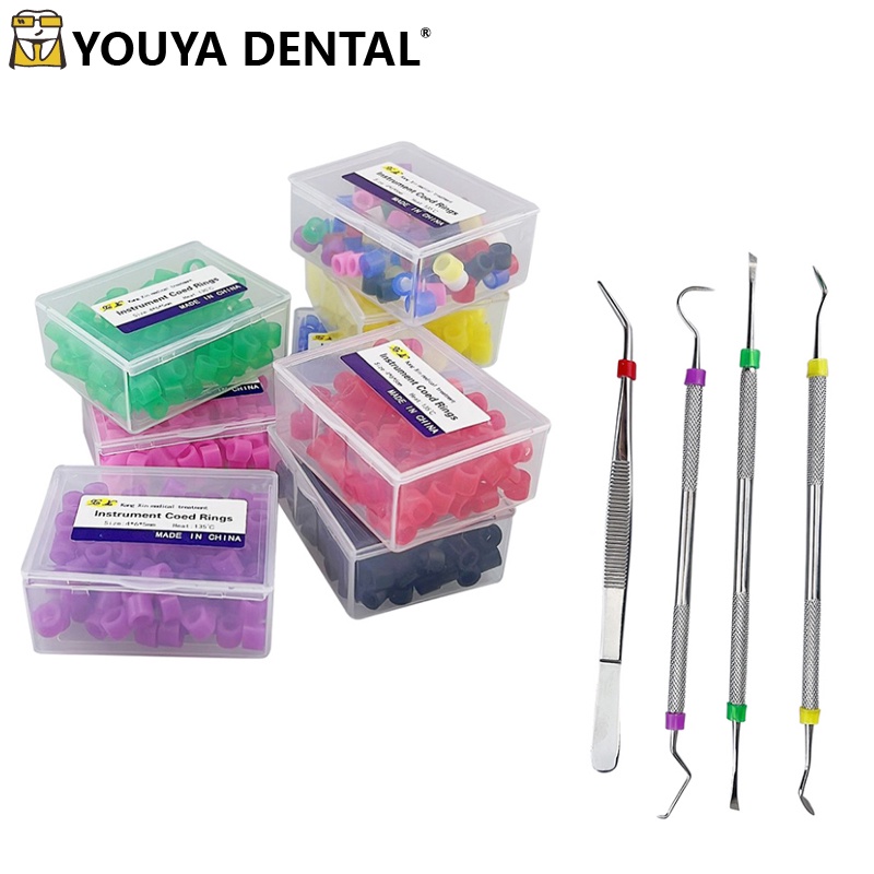 100pcs/box Circle Silicone Dental Instrument Color Code Rings ...