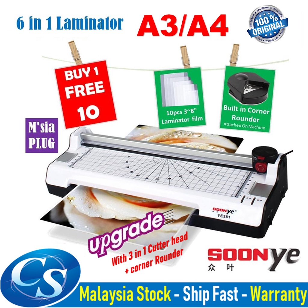 6 in 1 YE288 YE381 SOONYE A4 A3 A5 A6 6R 5R 4R 3R 2R Laminator Paper Photo Cutter Trimmer ...