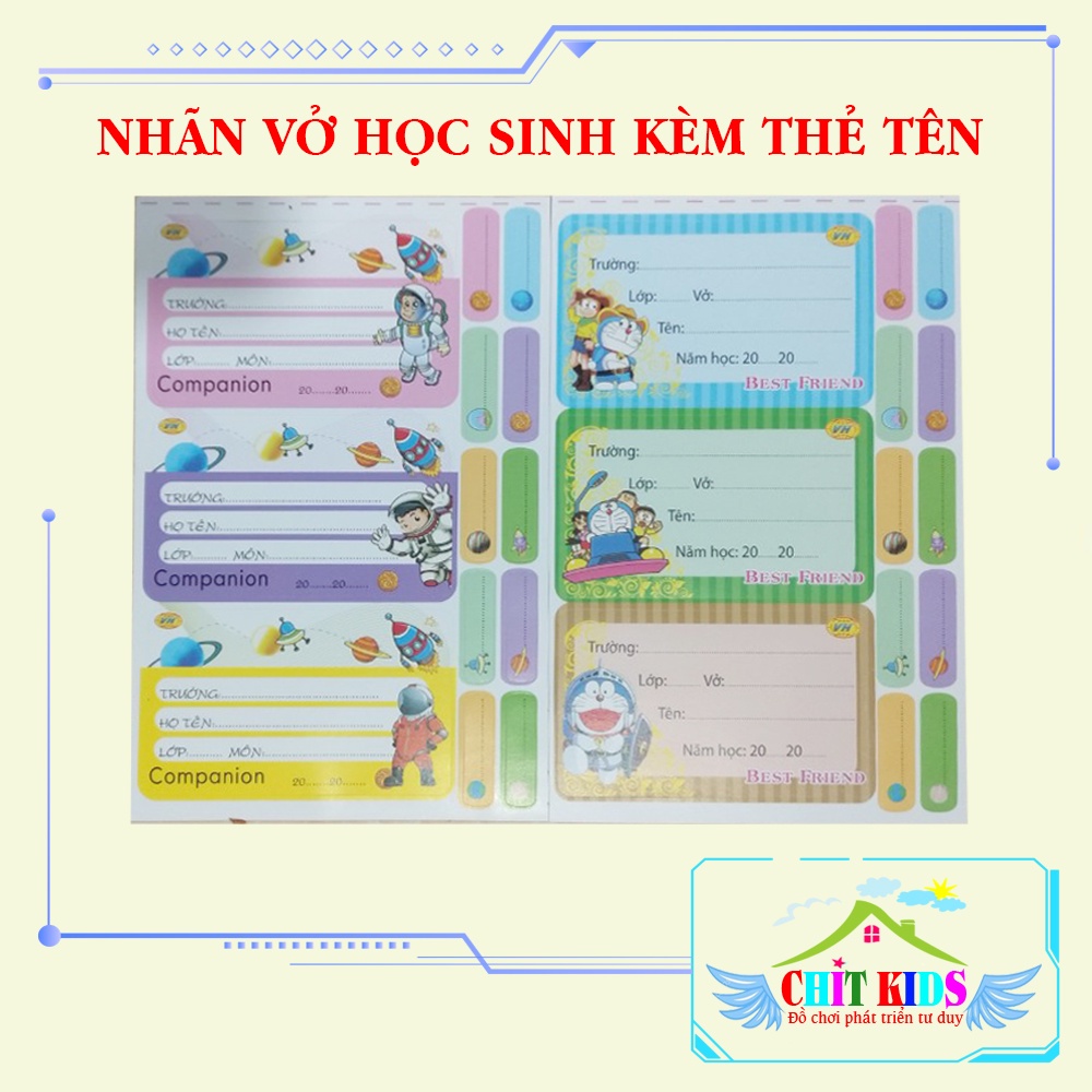 Student notebook labels with self-adhesive name tags (select topic ...