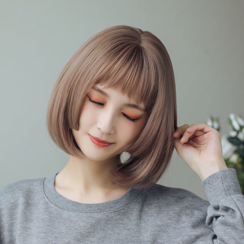 Wig Female Short Hair Princess Cut BOBO Head Straight Full Headgear ...