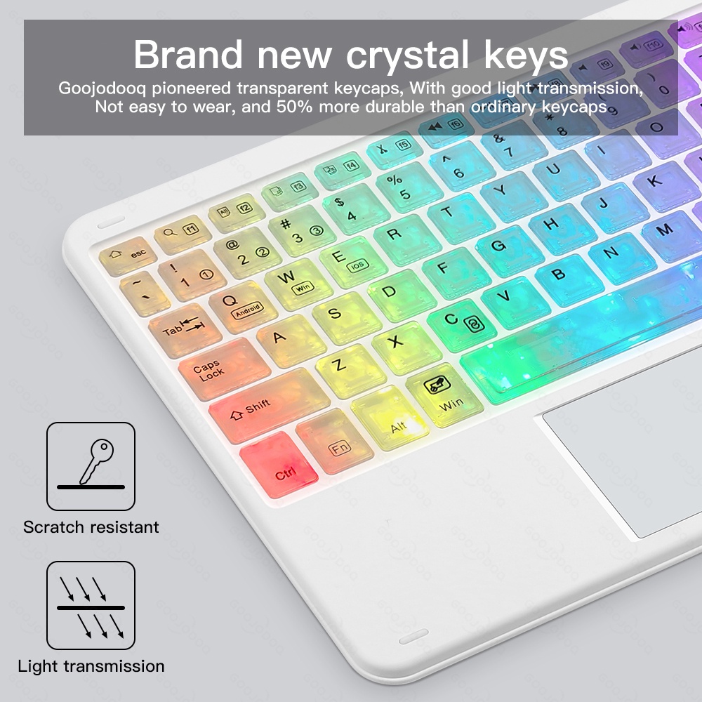 GOOJODOQ RGB Wireless Keyboard Rainbow Backlit Wireless Keyboard with ...