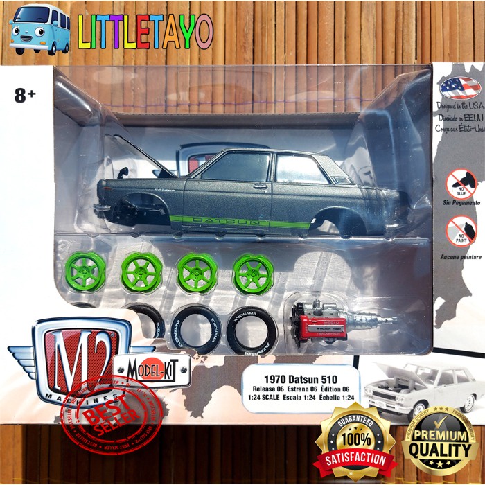 HITAM M2 MACHINES Scale 24 MODEL KIT AUTO JAPAN 1970 DATSUN 510 Black ...
