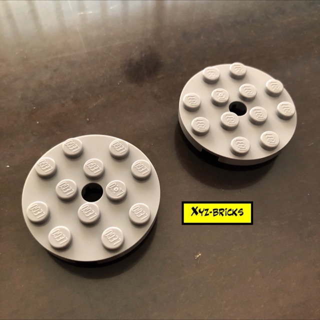 LEGO PARTS 4515351 - Round Plate 4x4 with Snap Medium Stone Gray (LBG ...