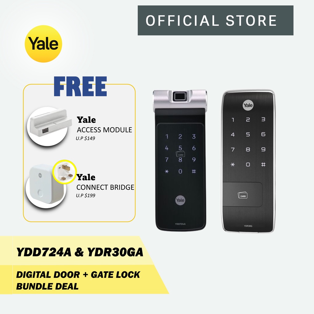Yale YDR30GA + YDD724A Digital Lock Bundle (COMES WITH FREE GIFTS ...