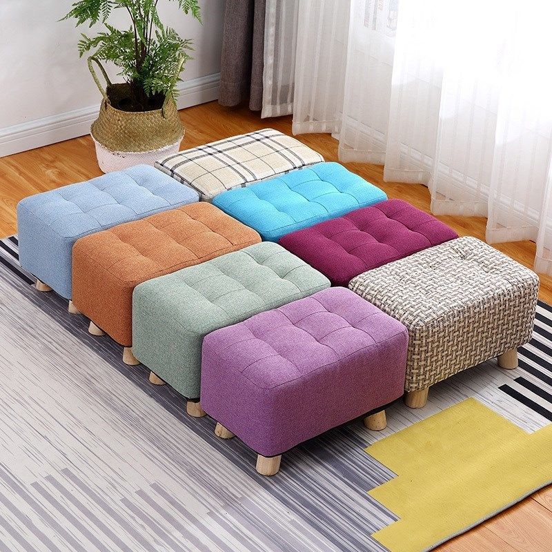 Cloth Small Stool Solid Wood Small Stool Sofa Stool Tea Table Stool ...