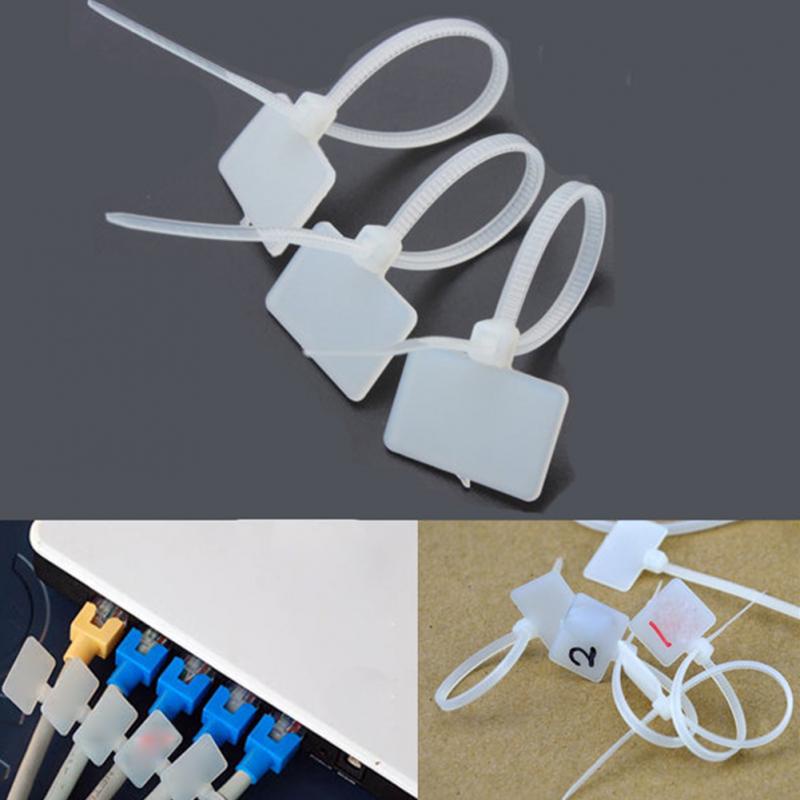 100pcs Nylon Cable Tie Tag Label Plastic Loop Tie Marker Cable Tag Self ...