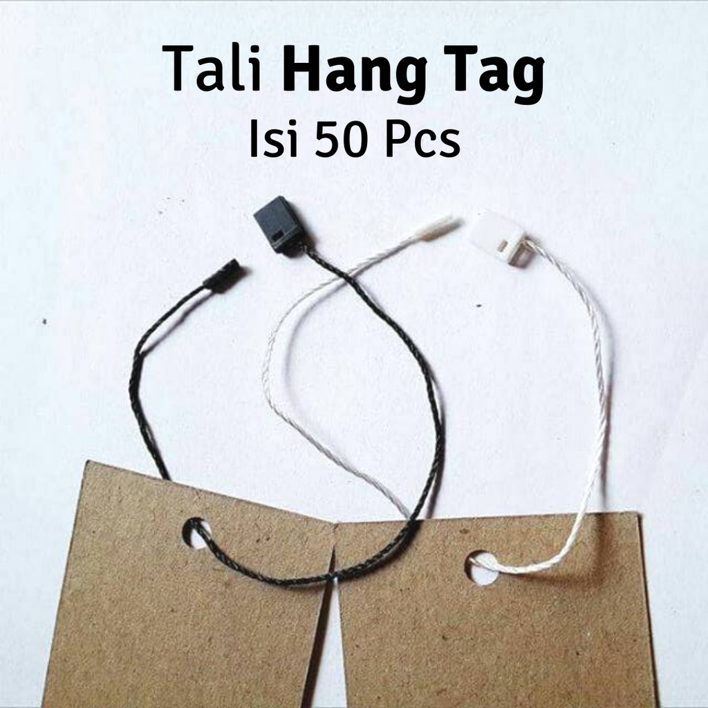 PUTIH HITAM (50 Pcs) Premium Black and White Hangtag Ropes / Loop Pins ...