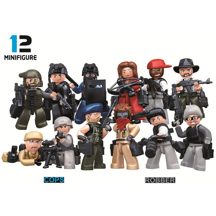 Sluban Block Toys Cops and Robbers Mini Police and Criminal Figures M38 ...