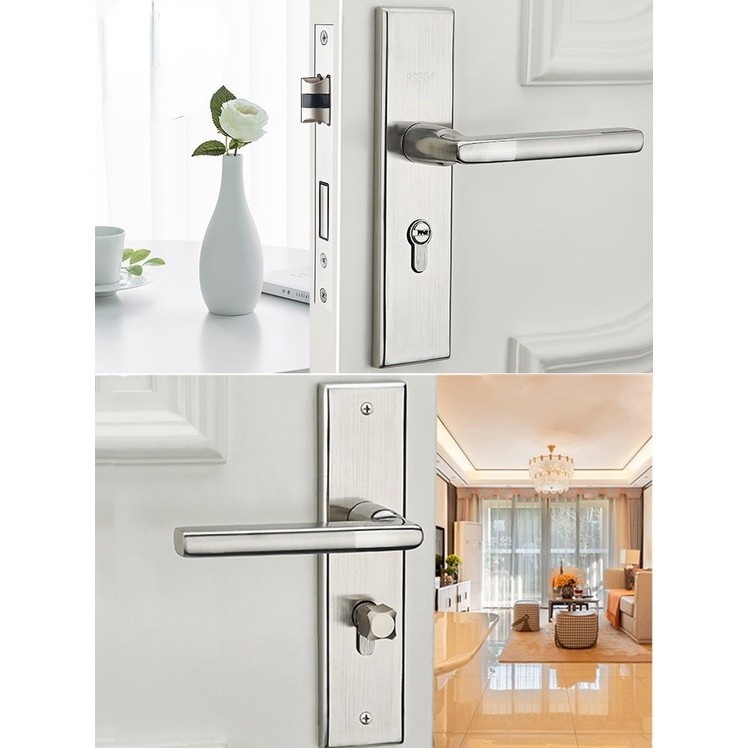 304 Stainless Steel Silver Entrance Lever Door Set Lever Handle Door ...