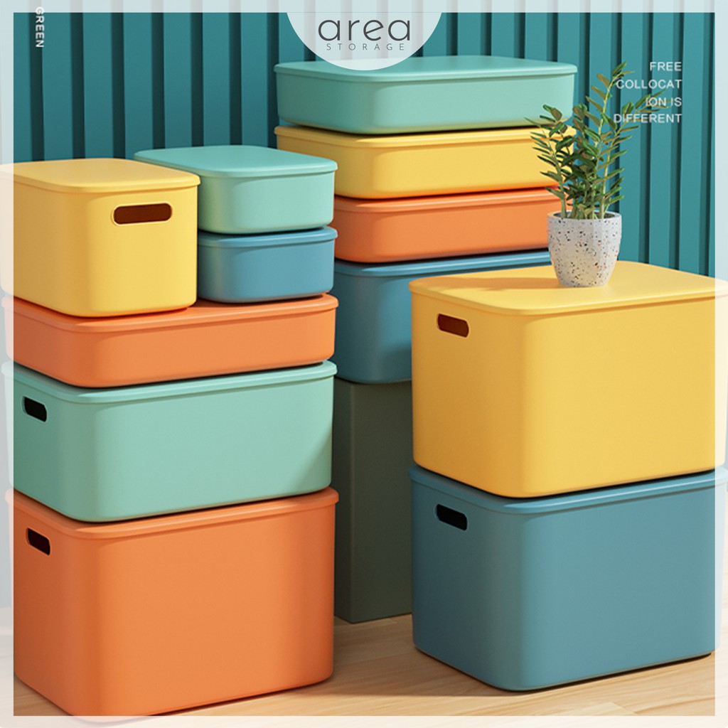 AREA STORAGE Stackable Plastic Storage Boxes with Lid, Cabinet ...