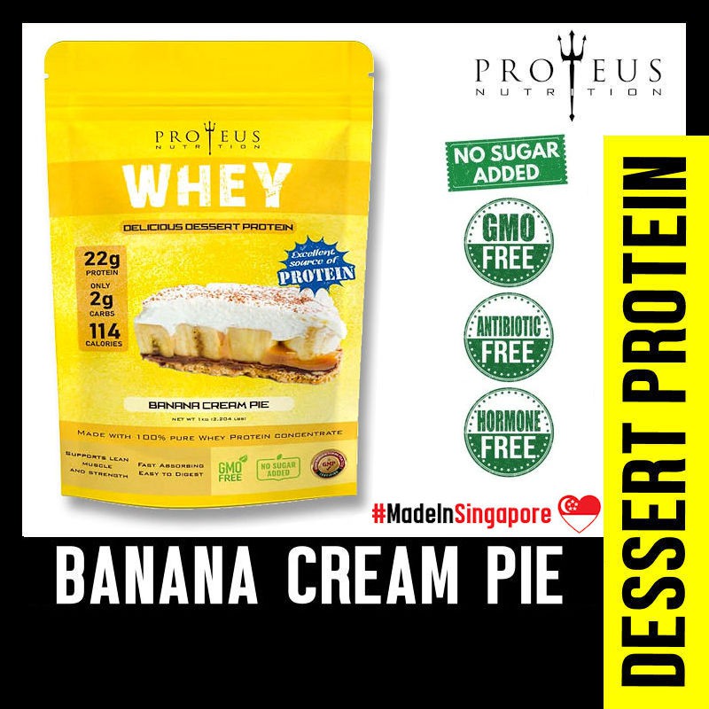 🇸🇬 PROTEUS Whey Protein Powder 1kg - Banana Cream Pie - Made in ...