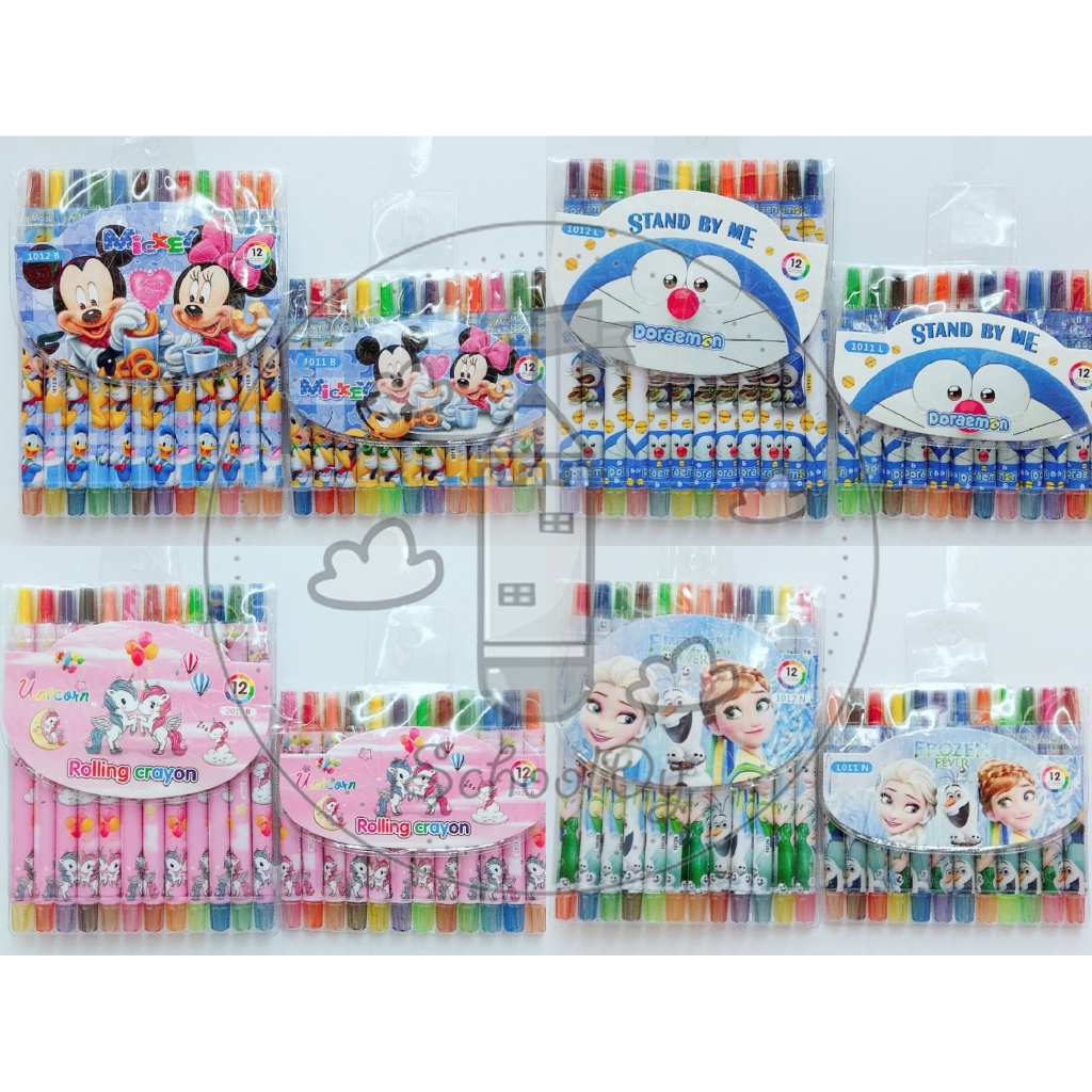 iSchoolDy Mickey Minnie Doraemon Unicorn Frozen Rolling Crayons ...