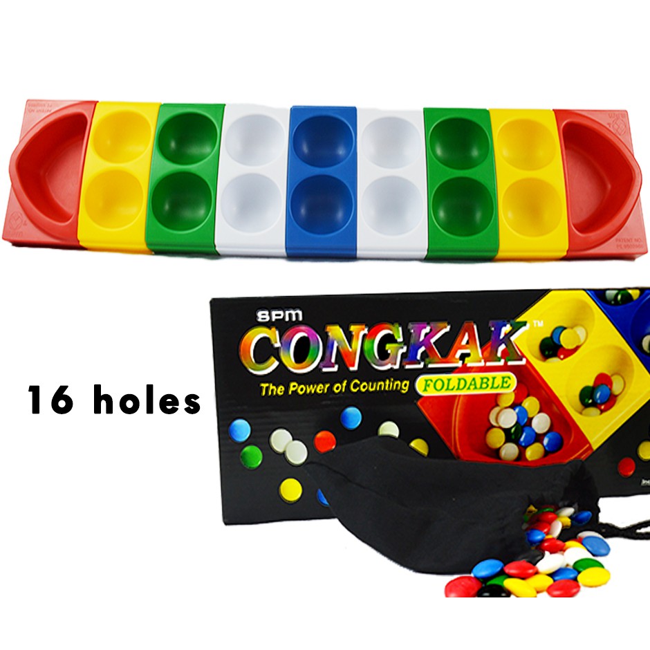 SPM Foldable 16 Holes Congkak Board With Marbles / Congkak 16 Lubang ...