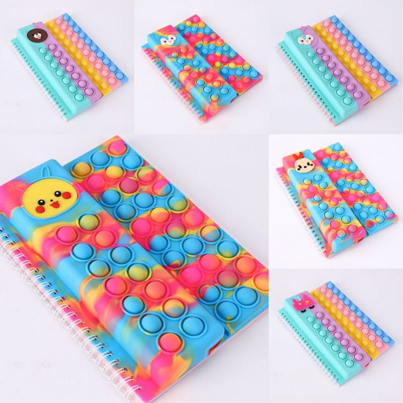 12 Jenis: 2in1 Pop It Pencil Box notebook 铅笔盒笔记本 Buku Nota Notepad ...