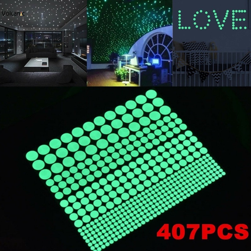 407Pcs/Sheet Glow In The Dark Dots Stickers Luminous Wall Sticker DIY ...